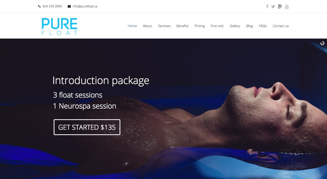 Pure Float Spa Website - Double Infinity